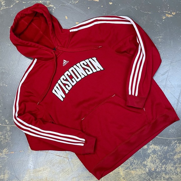 adidas | Sweaters | Adidas Wisconsin Badger Pullover Hooded Sweater ...